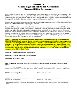 Fillable Online RESPONSIBILITY AGREEMENT Fax Email Print - pdfFiller