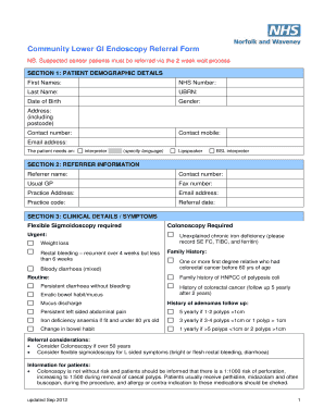 Fillable Online Community Lower GI Endoscopy referral form ...