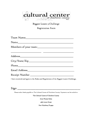 Fillable Online Biggest Losers Challenge Reg Form - The Cultural Center ...