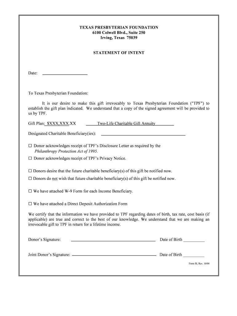 Fillable Online tpf TEXAS PRESBYTERIAN FOUNDATION 6100 Colwell Blvd ...