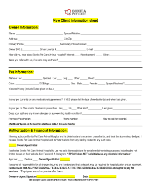 Fillable Online New Client Information sheet Owner Information Fax Email Print - pdfFiller