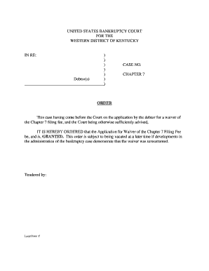 Fillable Online kywb uscourts This case having come before the Court on the application by the ...