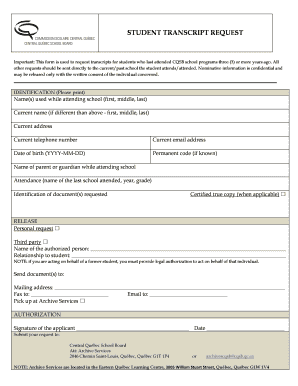 Fillable Online cqsb qc Important This form is used to request transcripts for students who last ...