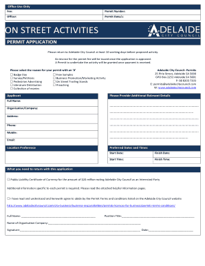 Fillable Online Office Use Only Fee: Permit Number: Officer: Permit ...