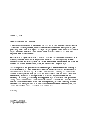 Fillable Online Dear Senior Parents and Graduates: Fax Email Print ...