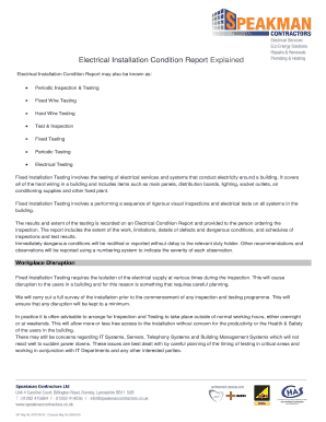Fillable Online Electrical Installation Condition Report Explained Fax ...