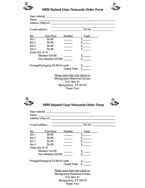 Fillable Online montgomeryhistoricalsociety Order Form Stained Glass Notecards Fax Email Print ...