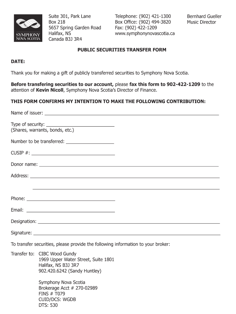 Fillable Online PUBLIC SECURITIES TRANSFER FORM DATE Before transfering ...