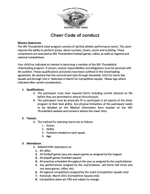 Fillable Online 2015 Cheer Code of conduct - San Ramon Valley ...