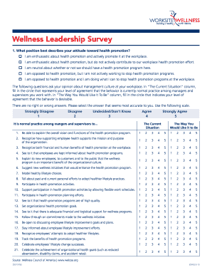 Fillable Online ndworksitewellness Wellness Leadership Survey ...