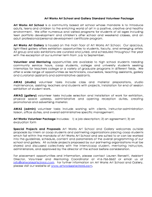 Fillable Online Art Works Art School and Gallery Standard Volunteer ...