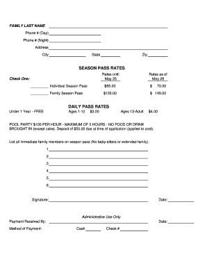 Fillable Online Pool Pass Form - Monona Iowa Fax Email Print - pdfFiller