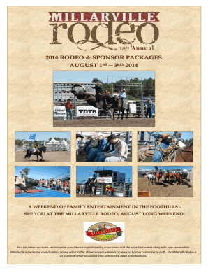 Fillable Online 2014 rodeo & sponsor packages august 1st 3rd, 2014 ...