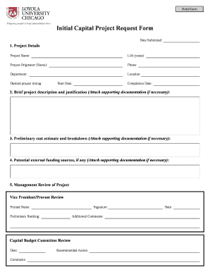 Fillable Online www7 luc Initial Capital Project Request Form Fax Email ...