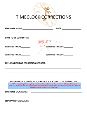 Fillable Online TIMECLOCK CORRECTIONS - Cut Bank Public Schools Fax ...