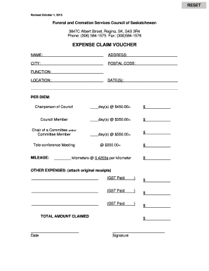 Fillable Online fcscs Expense Claim Voucher - Funeral and Cremation ...