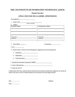 Fillable Online lnmiit ac Application Form Other Fax Email Print - pdfFiller