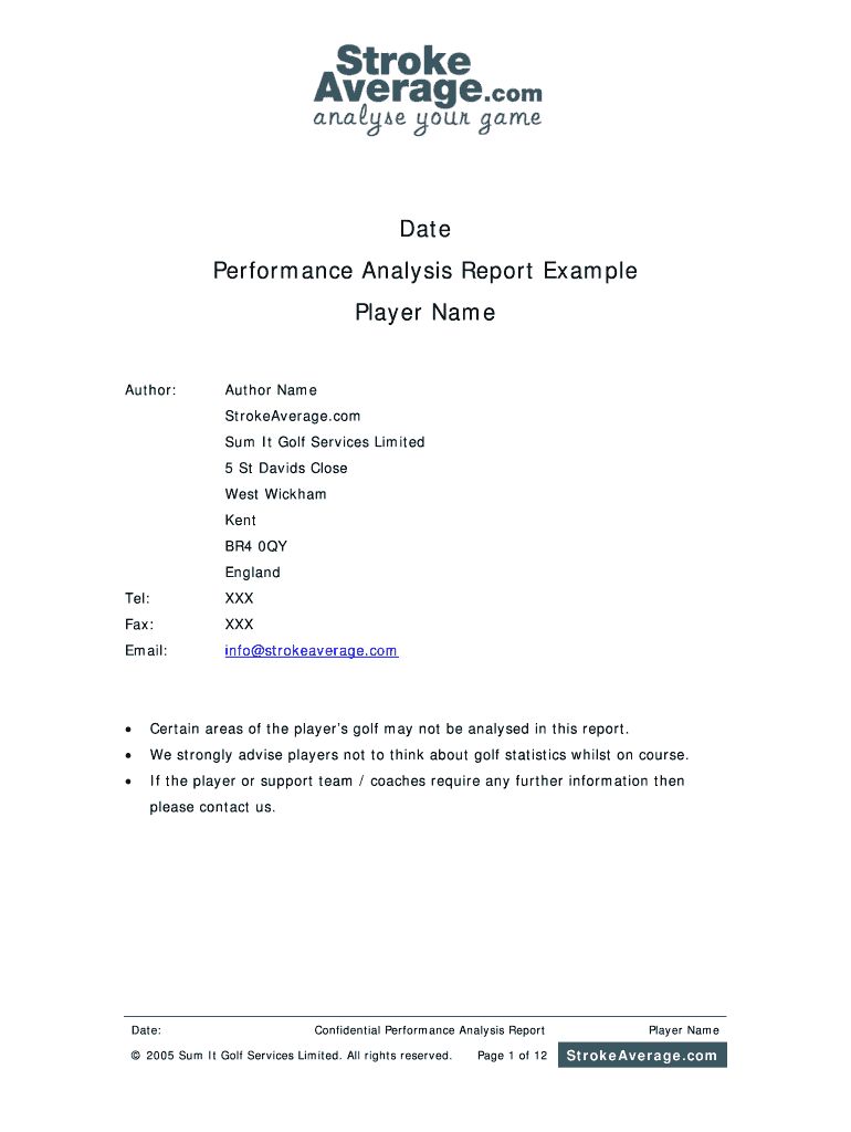 Fillable Online Performance Analysis Report Example Fax Email Print ...