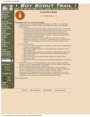 Fillable Online Textile Merit Badge for Boy Scouts BSA Fax Email Print ...