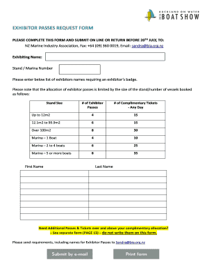 Fillable Online EXHIBITOR PASSES REQUEST FORM Fax Email Print - pdfFiller