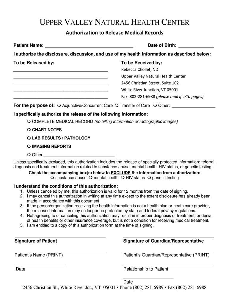 Fillable Online To be Released by Fax Email Print - pdfFiller