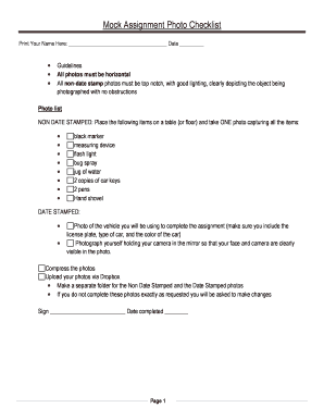 Fillable Online Mock Assignment Photo Checklist Fax Email Print - pdfFiller