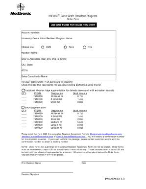 Fillable Online IBG Resident Program Order Form - INFUSE Bone Graft Fax ...