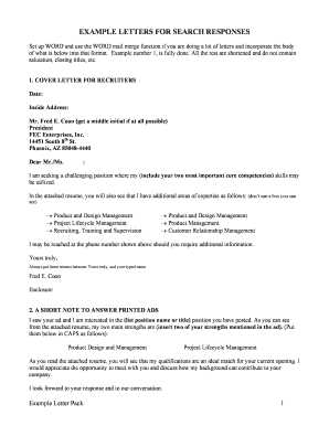 Fillable Online EXAMPLE LETTERS FOR SEARCH RESPONSES Fax Email Print ...