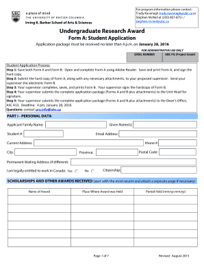 Fillable Online ikbsas ok ubc Form A: Student Application - Irving K ...