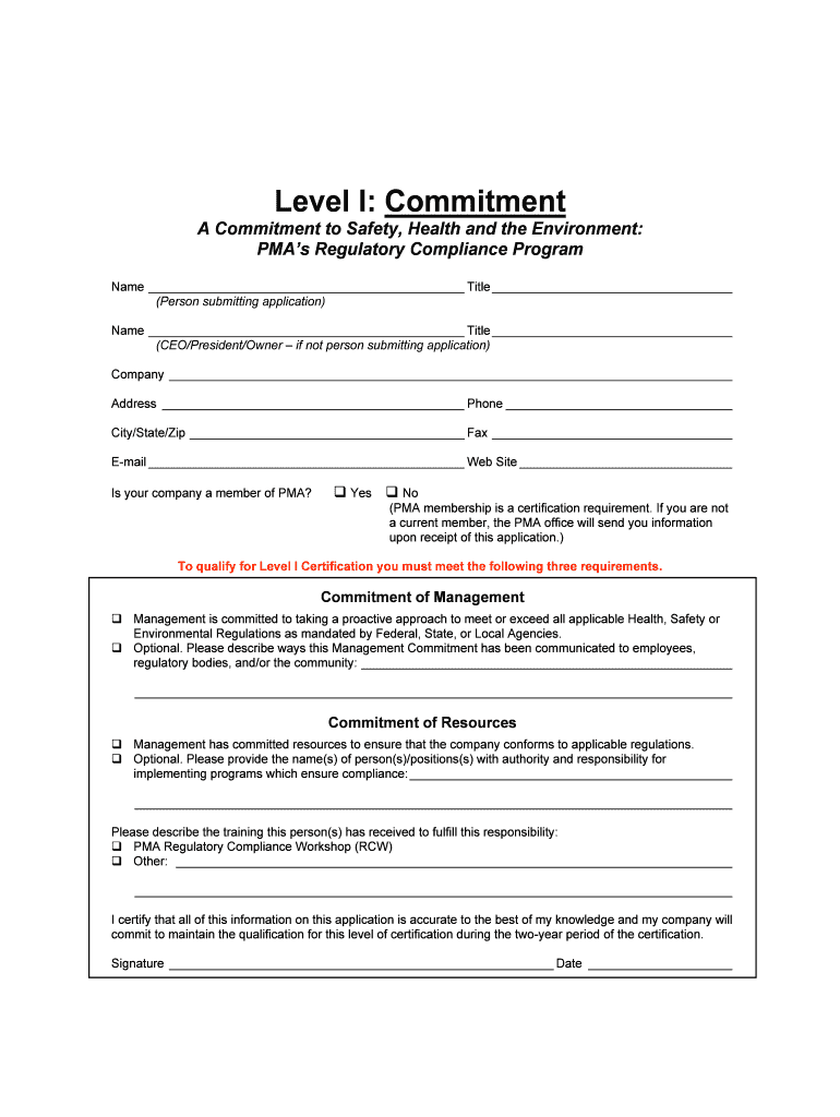 Fillable Online pmahome Level I Commitment - PMA Fax Email Print ...