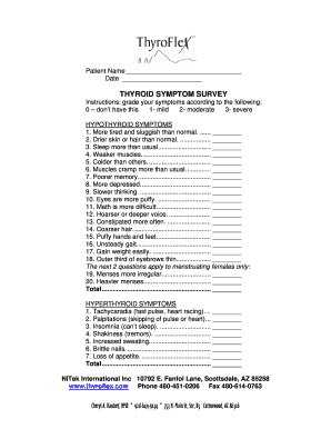 Fillable Online thyroid symptom survey.doc Fax Email Print - pdfFiller