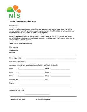 Fillable Online nis or Special Leave Application Form ENG version ...