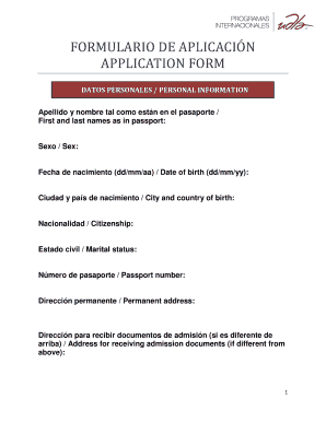 Fillable Online udla edu FORMULARIO DE APLICACIO bN APPLICATIONb FORM ...