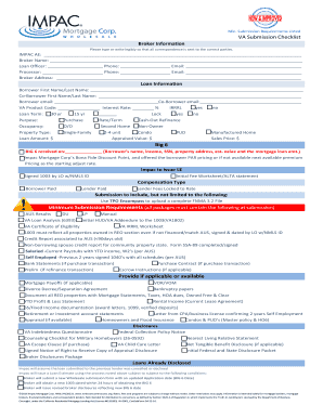 Fillable Online VA Submission Checklist - Wholesale Lender Fax Email ...