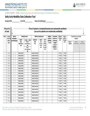 Fillable Online Daily Early Mobility Data Collection Tool Fax Email ...