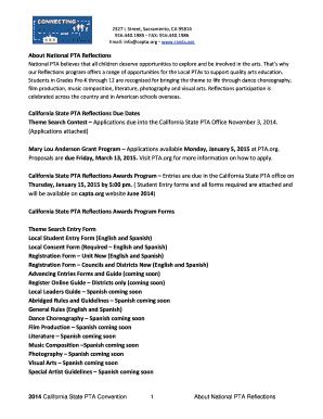 Fillable Online About National PTA Reflections California State PTA ...