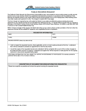 Fillable Online centralsan Public records request - Central Contra ...