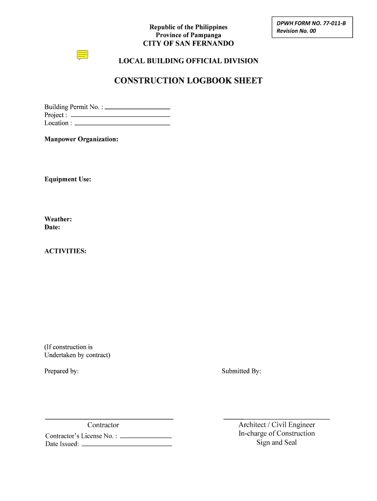 Construction Logbook Sample - Fill Online, Printable, Fillable, Blank ...