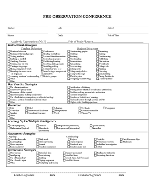 Fillable Online PRE-OBSERVATION CONFERENCE - Adair County Schools Fax ...