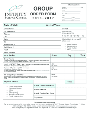 Fillable Online Received ORDER FORM - bvisitinfinitybbcomb Fax Email ...