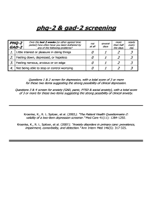 Fillable Online phq-2 & gad-2 screening Fax Email Print - pdfFiller