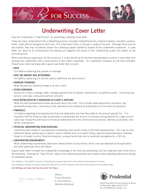 Fillable Online Underwriting Cover Letter Fax Email Print - pdfFiller