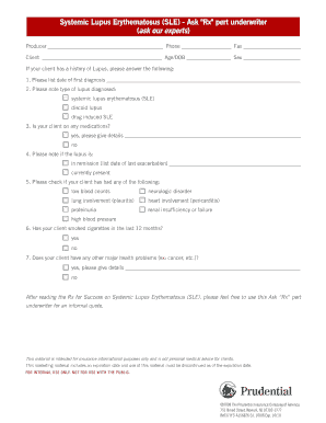 Fillable Online Systemic Lupus Erythematosus SLE - Fenster Inc Fax ...