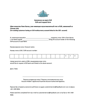 Fillable Online EUR card request formru Fax Email Print - pdfFiller