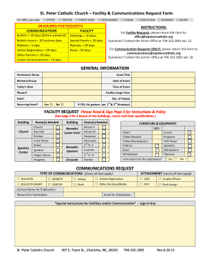 Fillable Online stpeterscatholic BFacilityb amp Communications Request ...