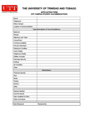 Fillable Online Student Accommodations Application Form - The ...