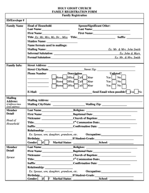 Fillable Online HOLY GHOST CHURCH FAMILY REGISTRATION FORM Fax Email ...