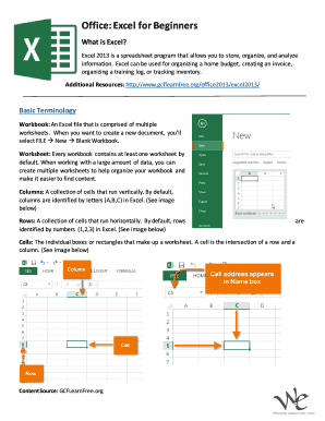 Fillable Online Office: Excel for Beginners Fax Email Print - pdfFiller