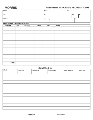 Fillable Online Return merchandise form - Morris Products Fax Email ...