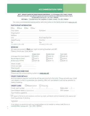 Fillable Online eso ACCOMMODATION FORM - ESO European School of ...